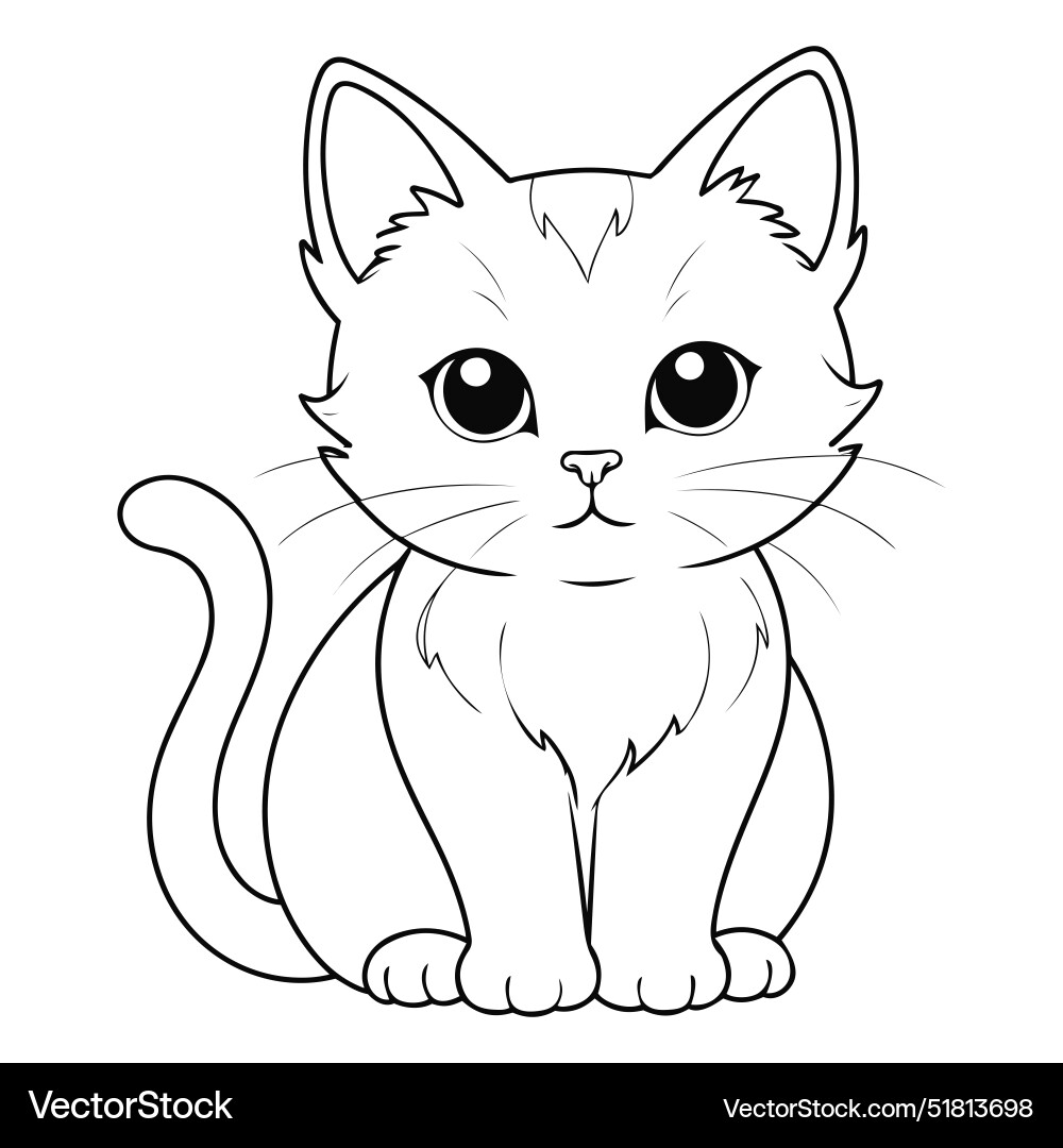 Cute kitty cat line art isolated on a white Vector Image