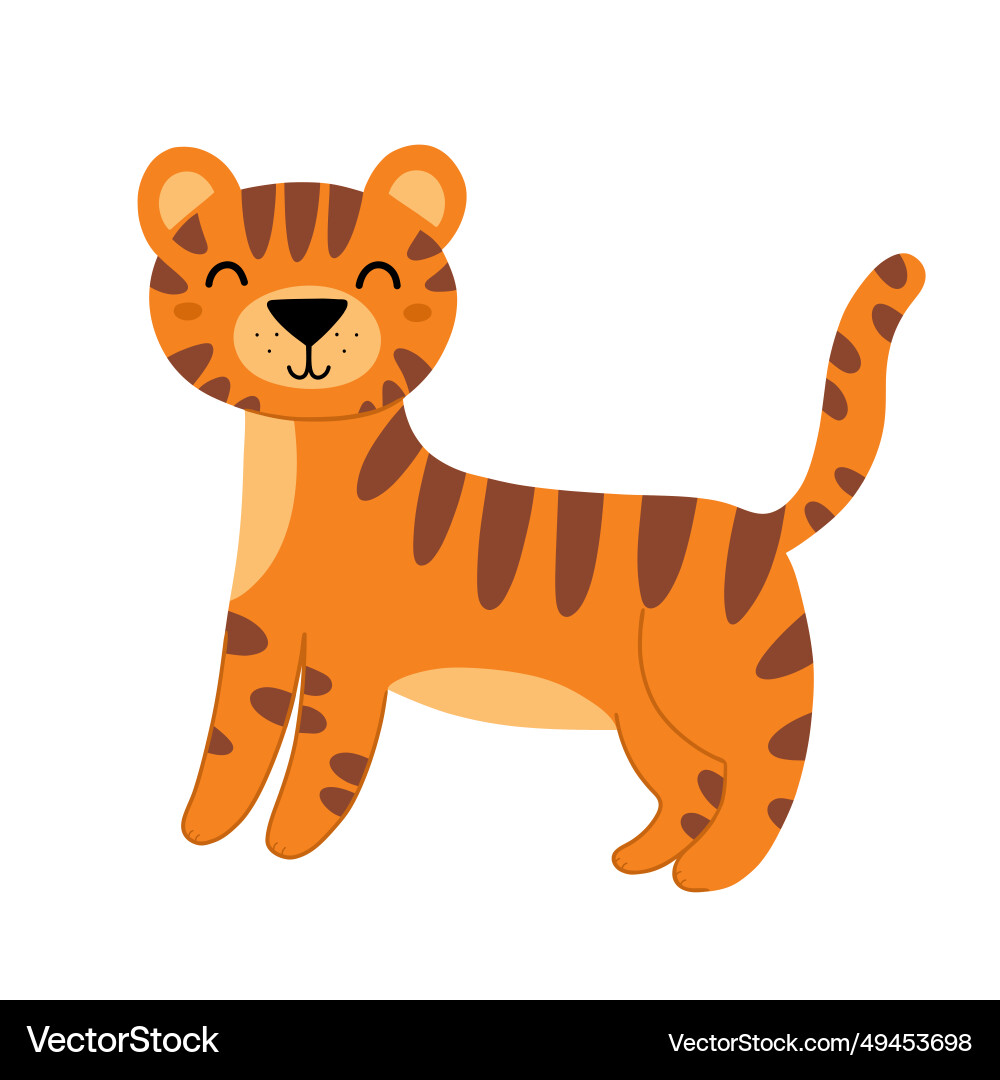 Cute tiger character in cartoon style Royalty Free Vector