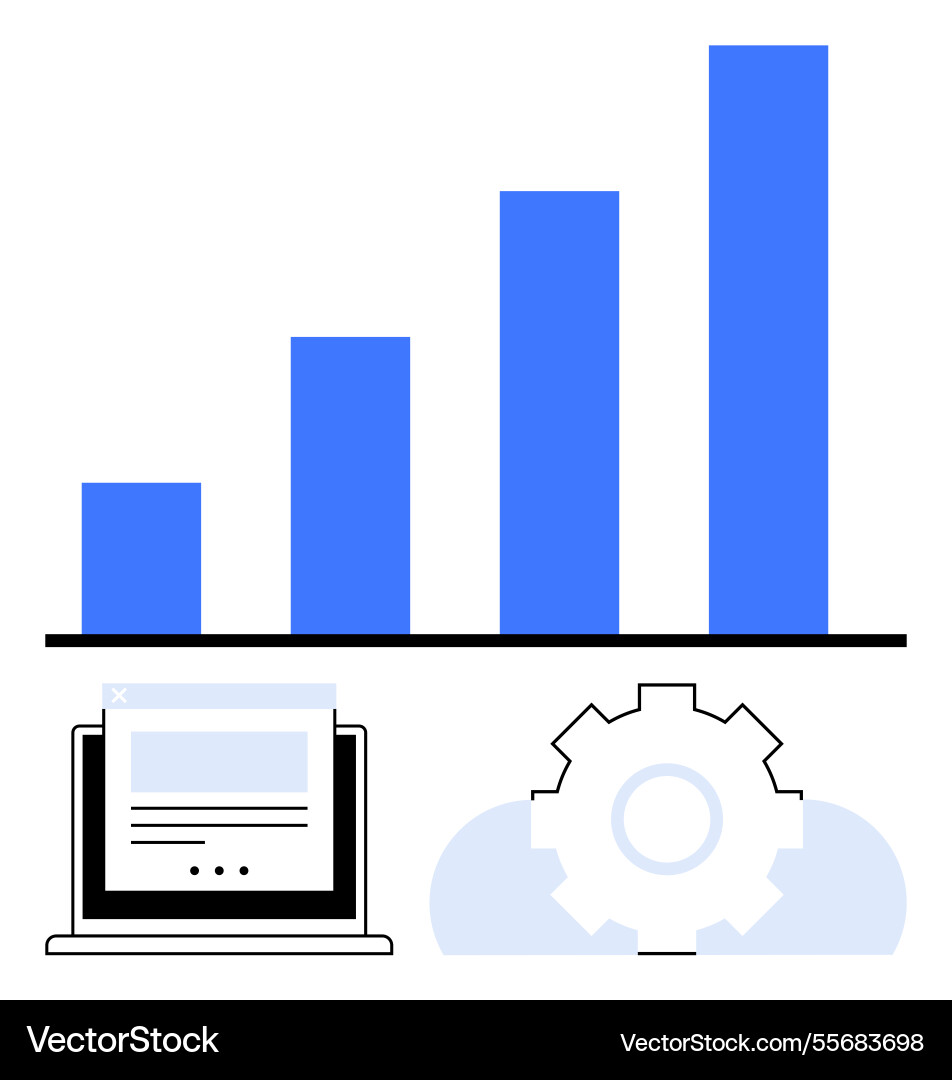 Data growth visualization with bar chart laptop Vector Image