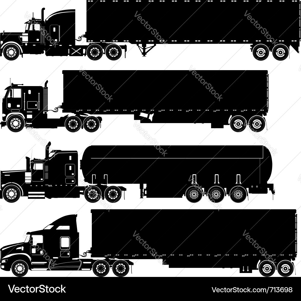Detaillierte LKW Silhouettes Set Royalty Free Vector Bild