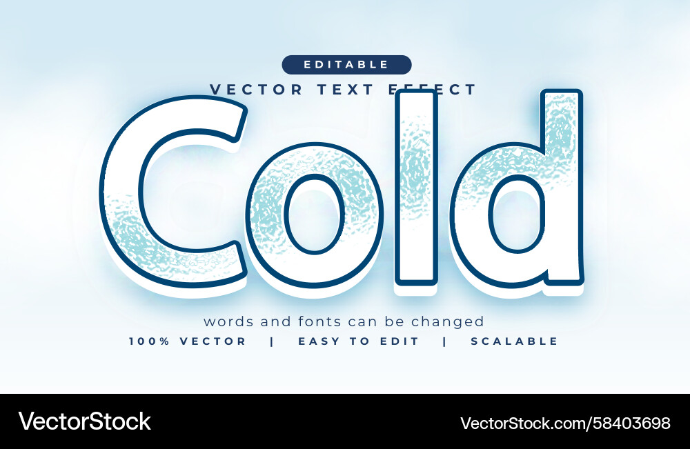 Frozen Ice Lettering Text Effect Royalty Free Vector Image