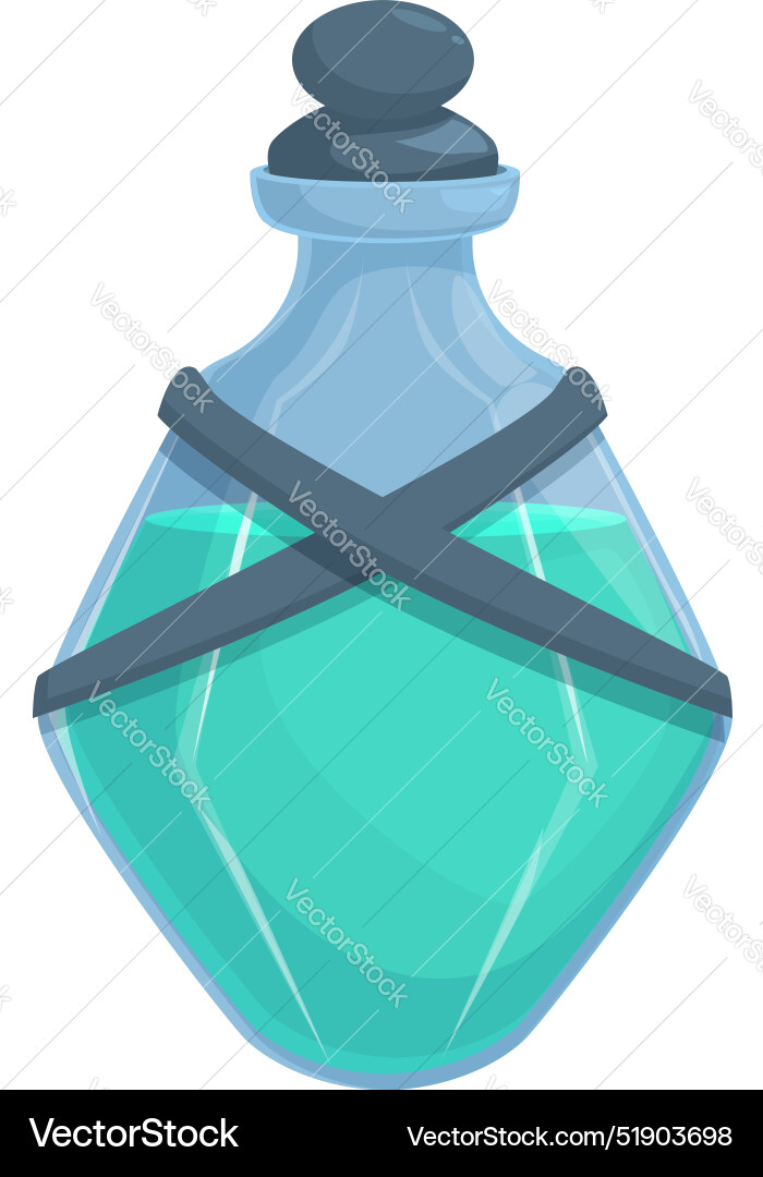 Glass bottle containing glowing green potion Vector Image