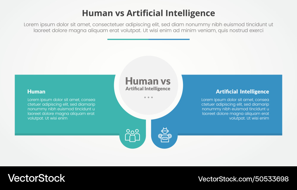 Human employee vs ai artificial intelligence Vector Image