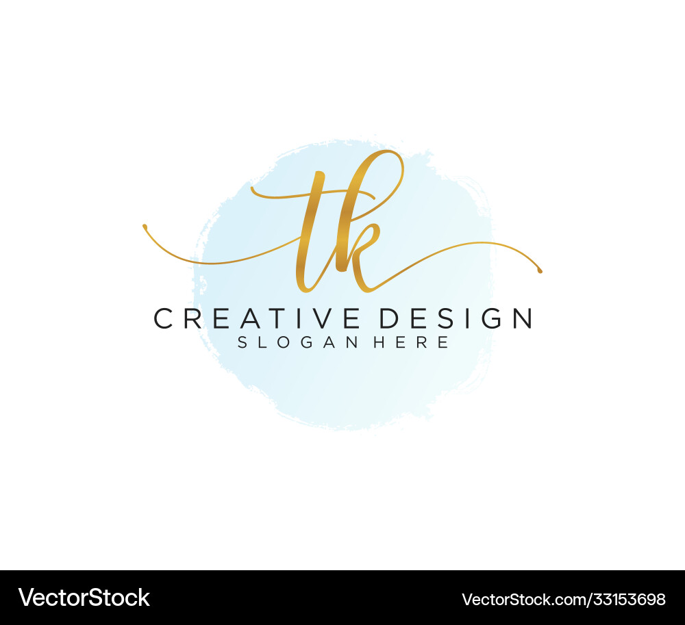 Initial tk handwriting logo with watercolor Vector Image