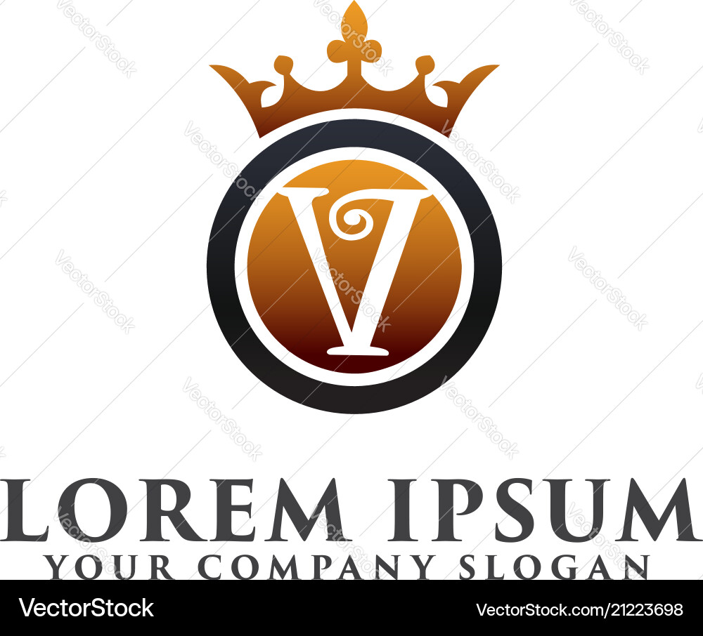 Luxury letter v with crown logo design concept Vector Image