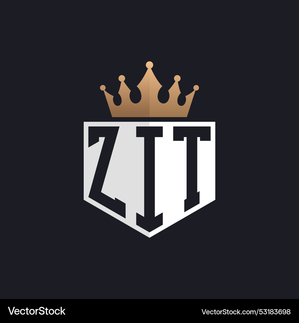 Luxury zit logo with crown elegant initials Vector Image