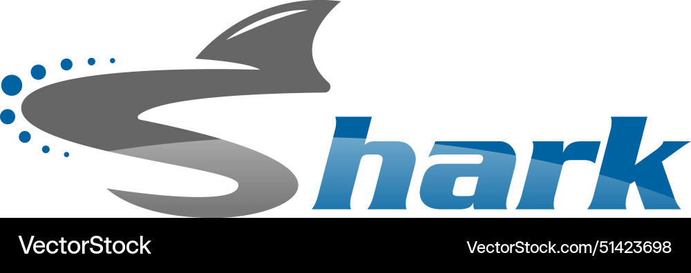 Shark text logo design with fin Royalty Free Vector Image