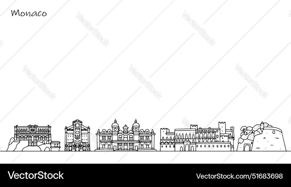Sights of monaco Royalty Free Vector Image - VectorStock