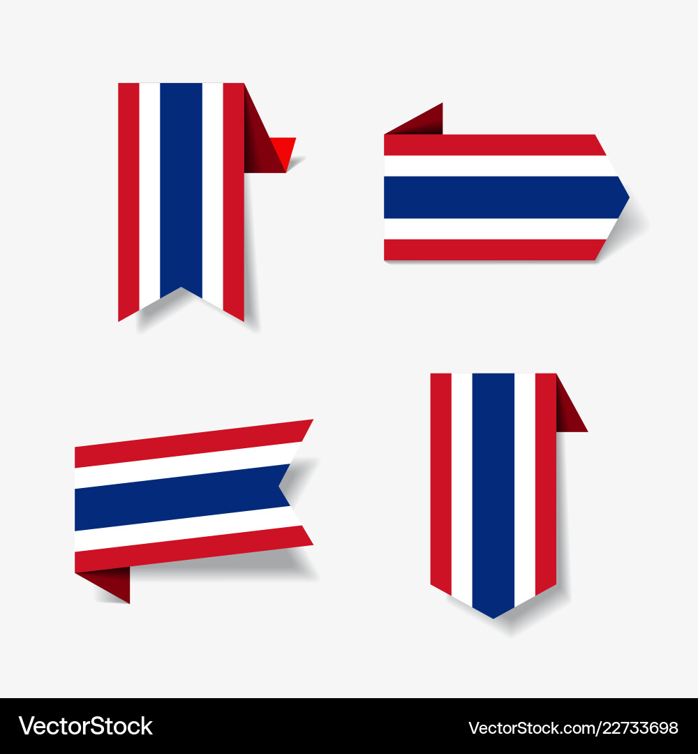 Thai flag stickers and labels Royalty Free Vector Image