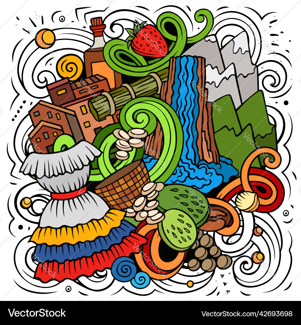 Venezuela hand drawn cartoon doodles Royalty Free Vector