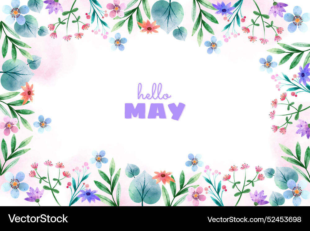 Watercolor hello may background and banner Vector Image