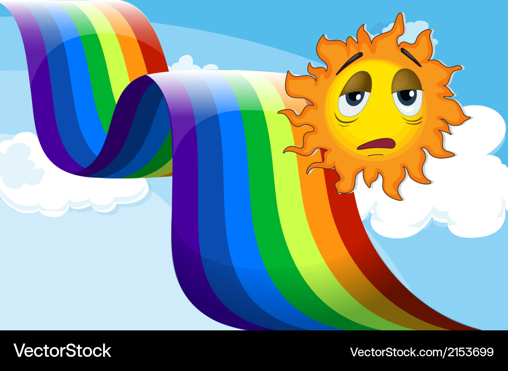A rainbow beside the sad sun Royalty Free Vector Image