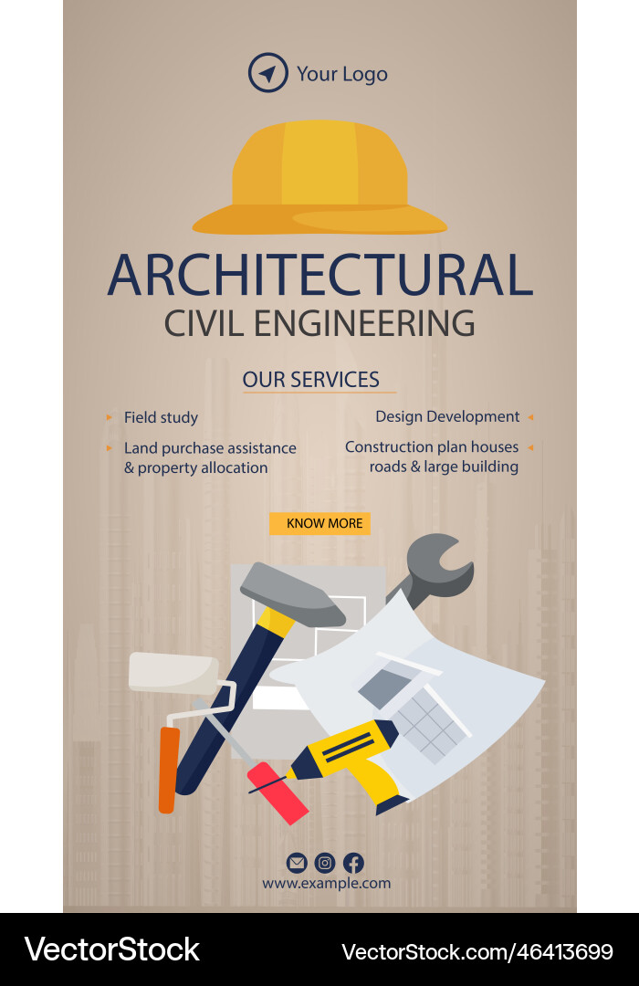 Architectural civil engineering portrait template Vector Image
