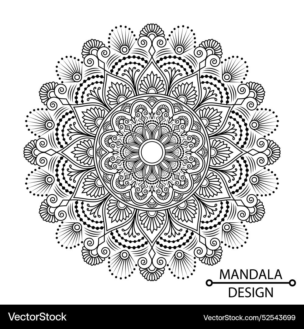 Circle mandala design template coloring book page Vector Image