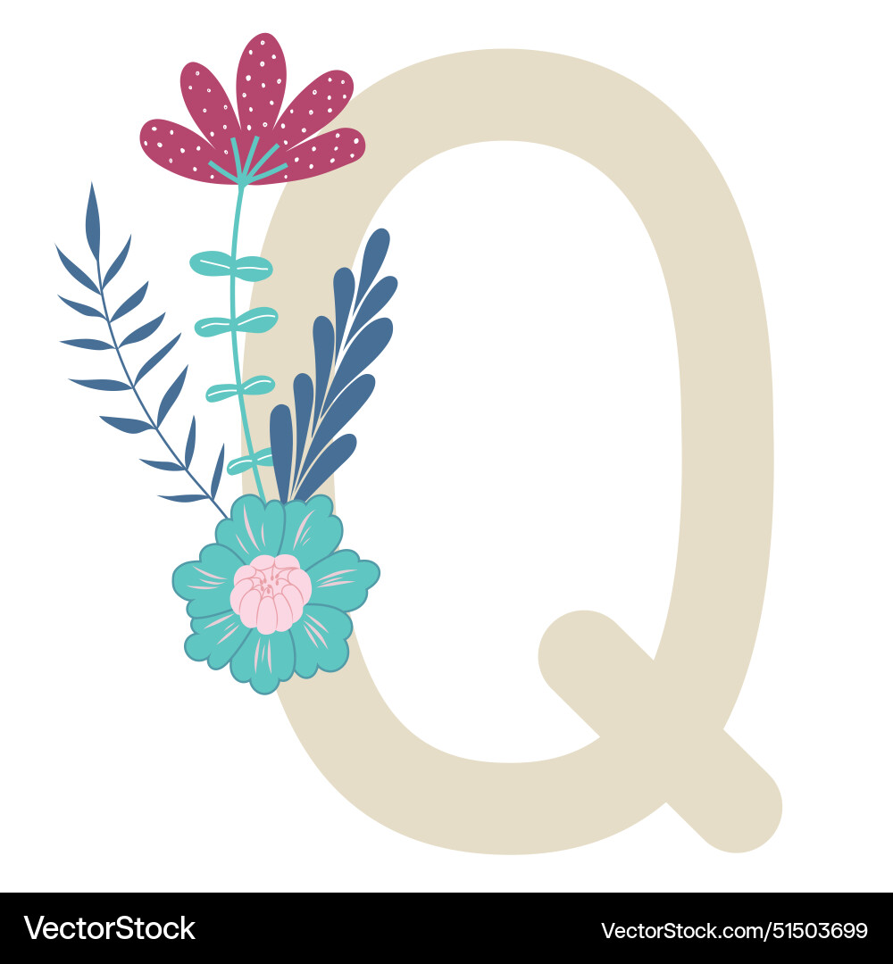 Floral letter q Royalty Free Vector Image - VectorStock