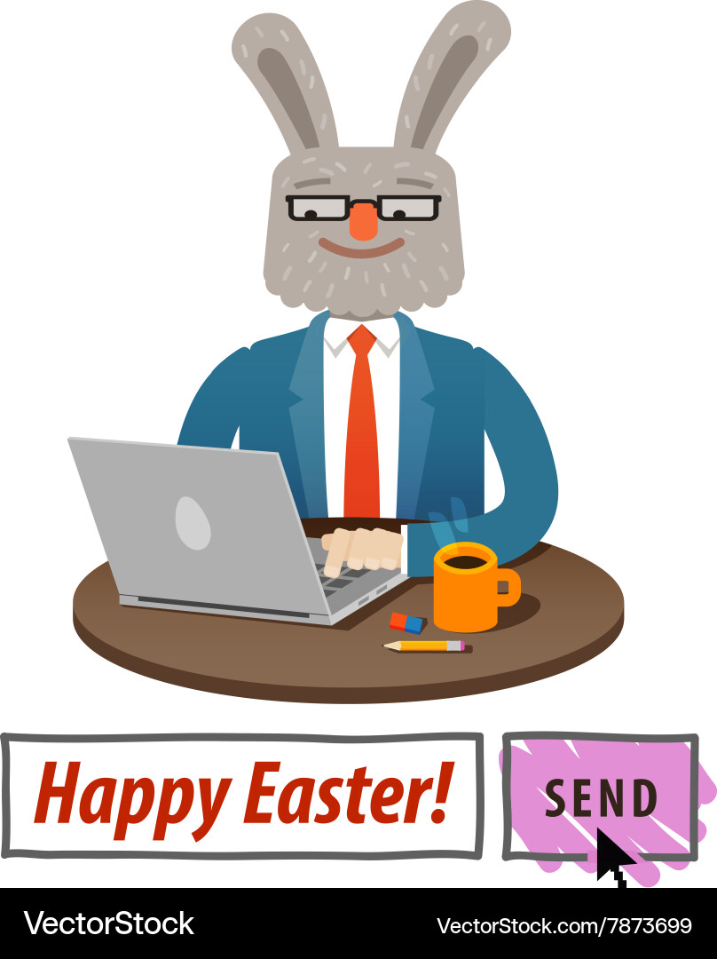 Happy easter message template with bunny Vector Image