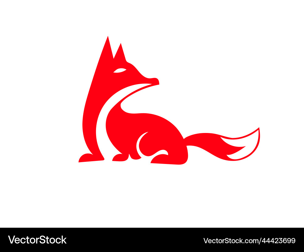 Red fox logo siting awesome design Royalty Free Vector Image