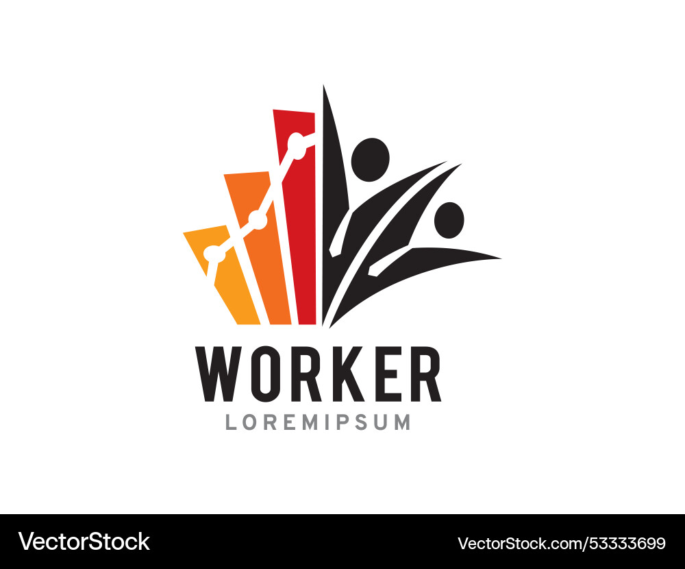 Worker and chart logo symbol or icon template Vector Image