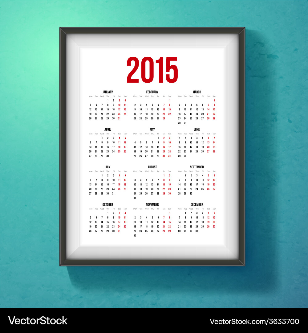 2015 year calender realistic photo frame Vector Image