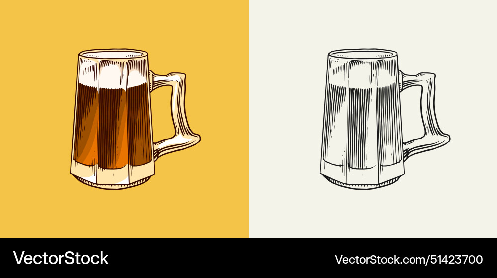 Beer classical alcohol glass mug with drink Vector Image