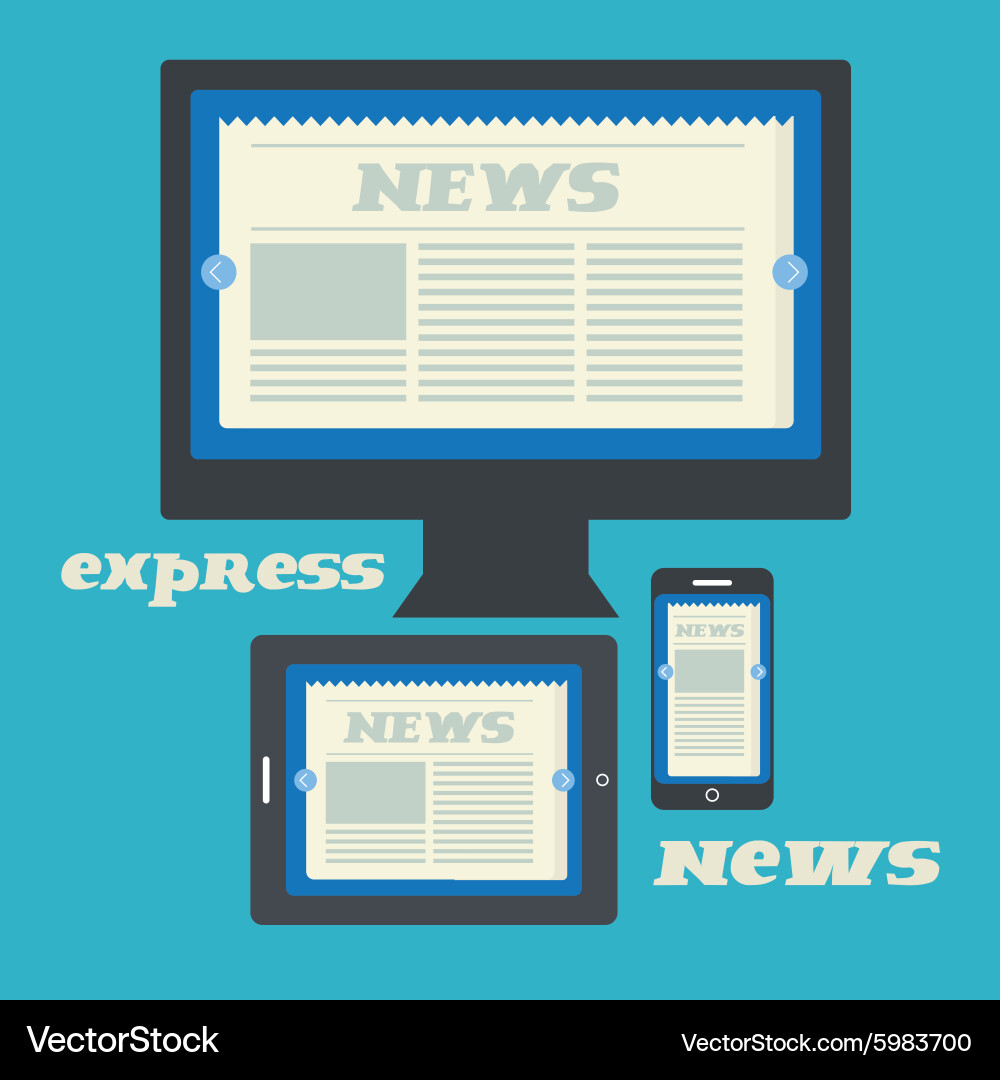 Digital newspaper on the displays of computer pad Vector Image