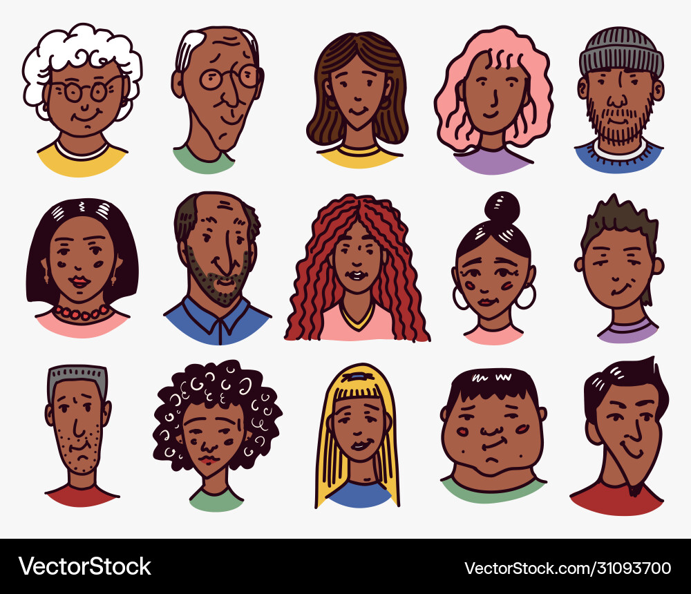 Diverse Ethnic Faces Royalty Free Vector Image