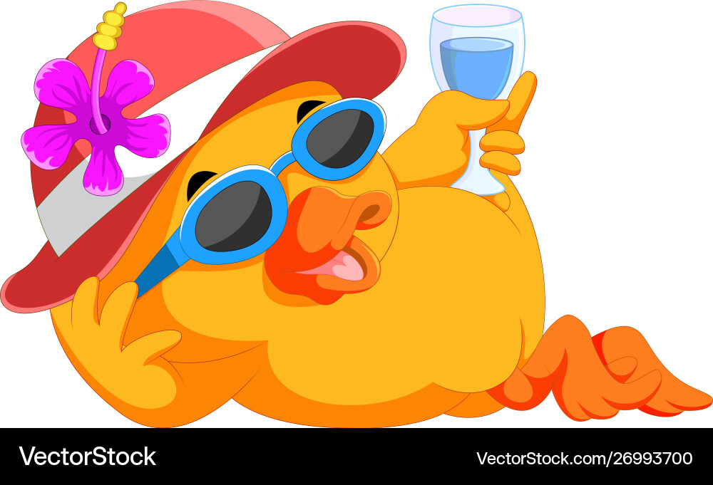 Duck resting and relaxing on beach Royalty Free Vector Image