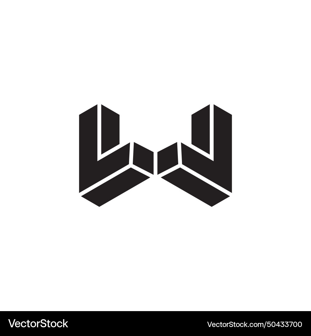 Letter lw 3d fragment simple logo Royalty Free Vector Image