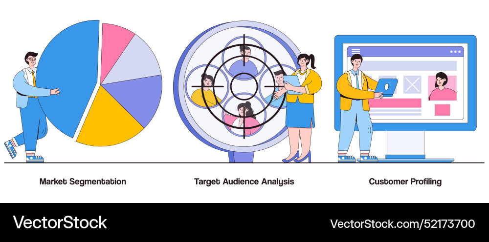 Market segmentation target audience analysis Vector Image Market segmentation target audience analysis Vector Image