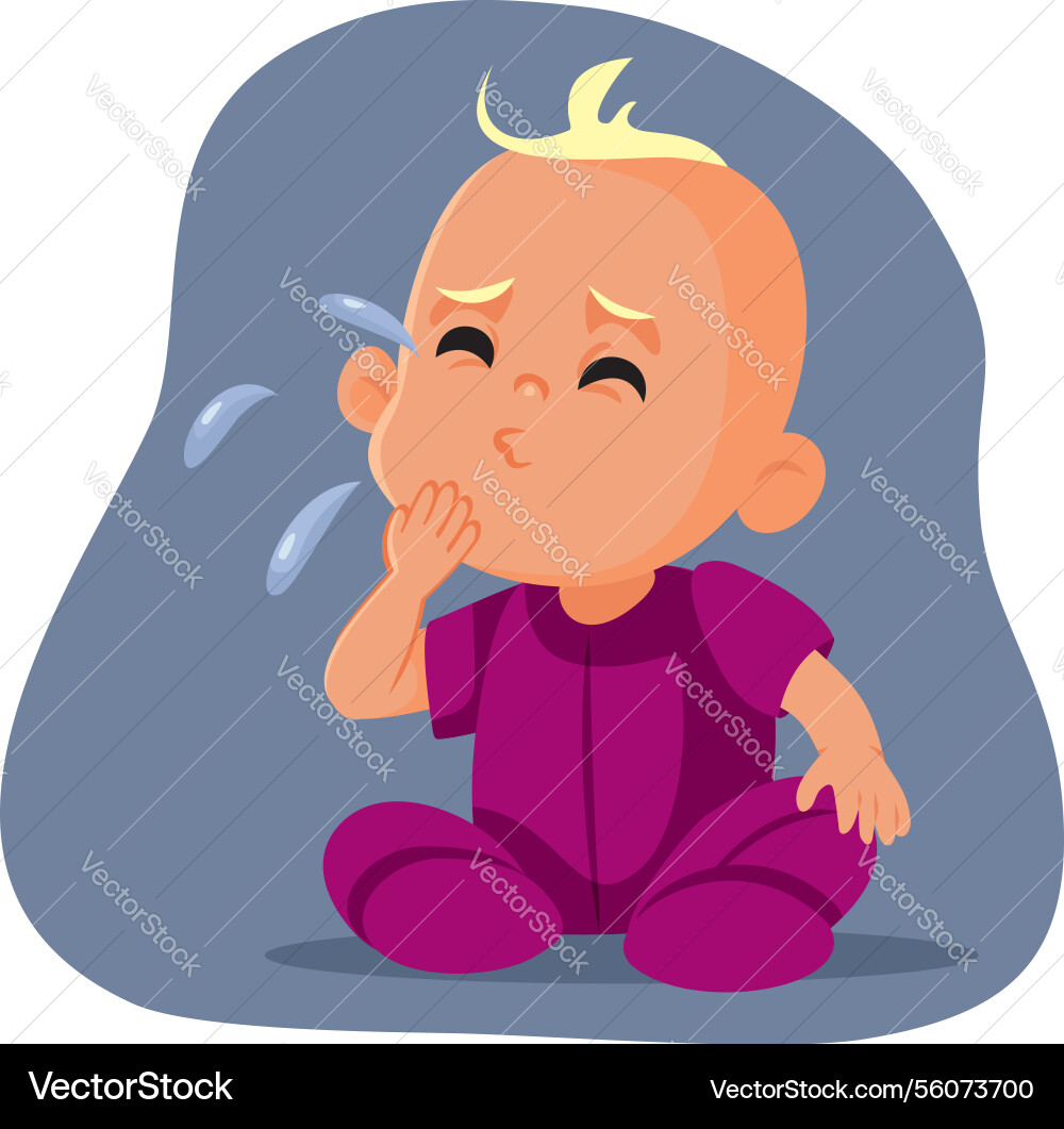Sick baby sneezing feeling sick Royalty Free Vector Image