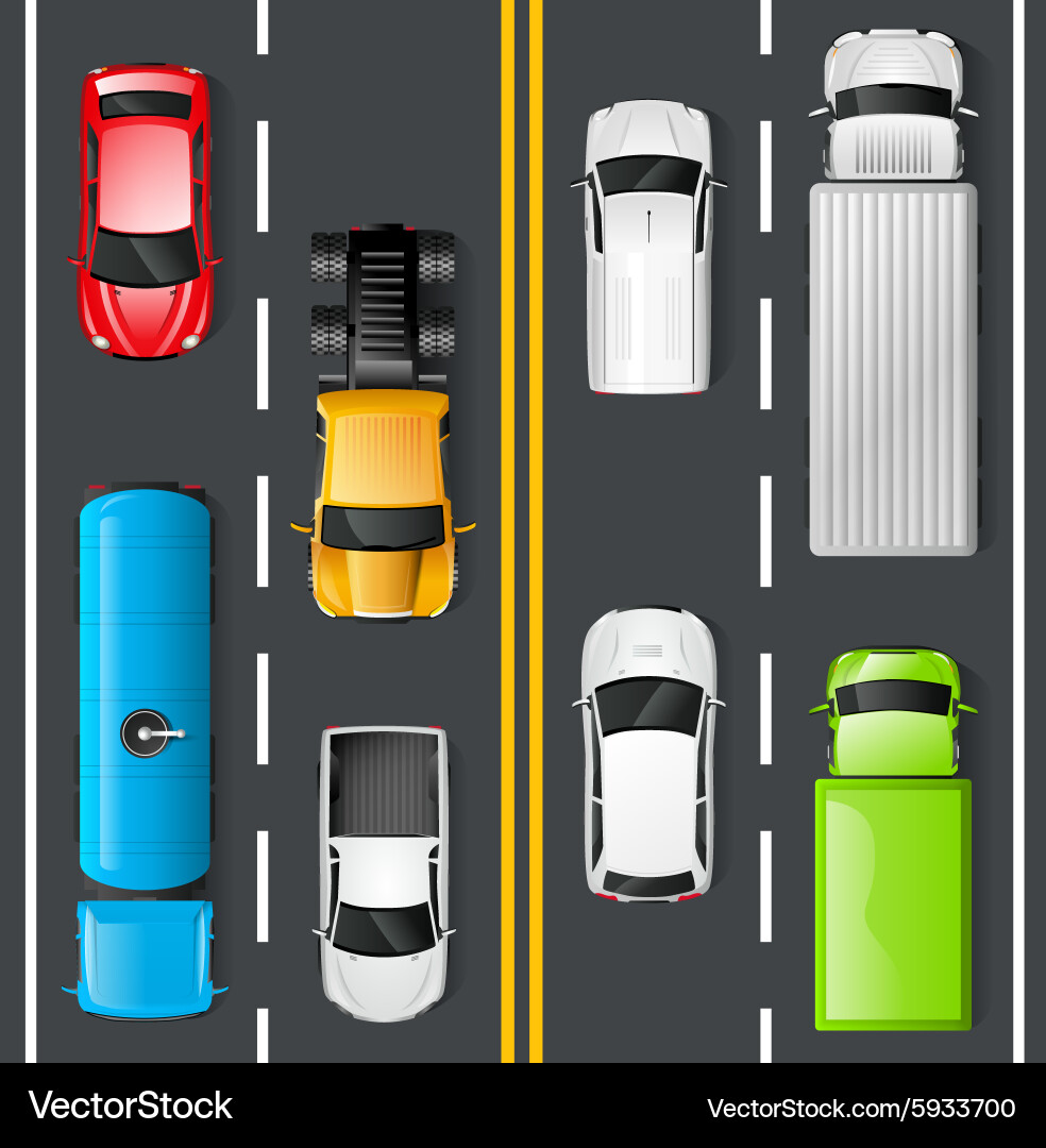 Traffic top view Royalty Free Vector Image - VectorStock