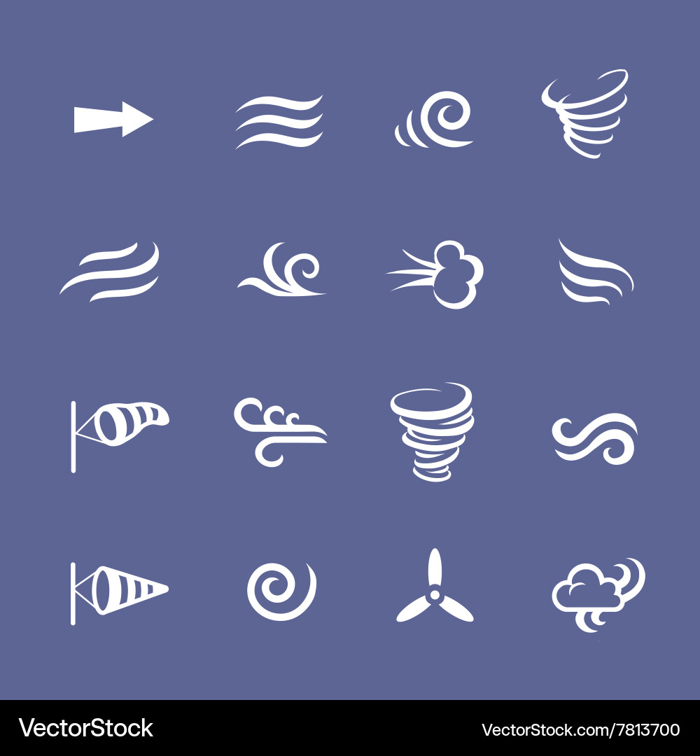 Wind icons nature cool weather climate Royalty Free Vector