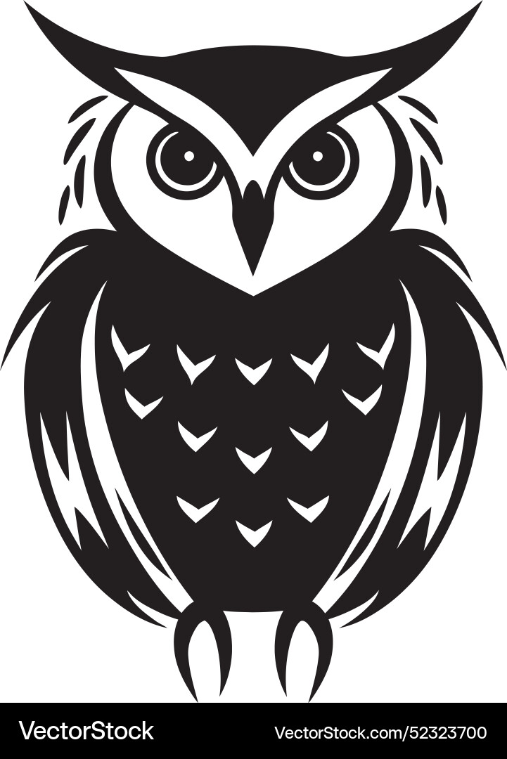 Winged guardian black owl negative space Vector Image