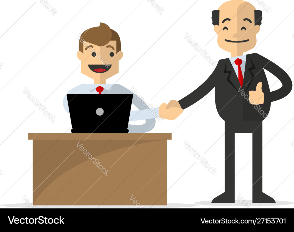 A businessman shake hand with his boss Royalty Free Vector