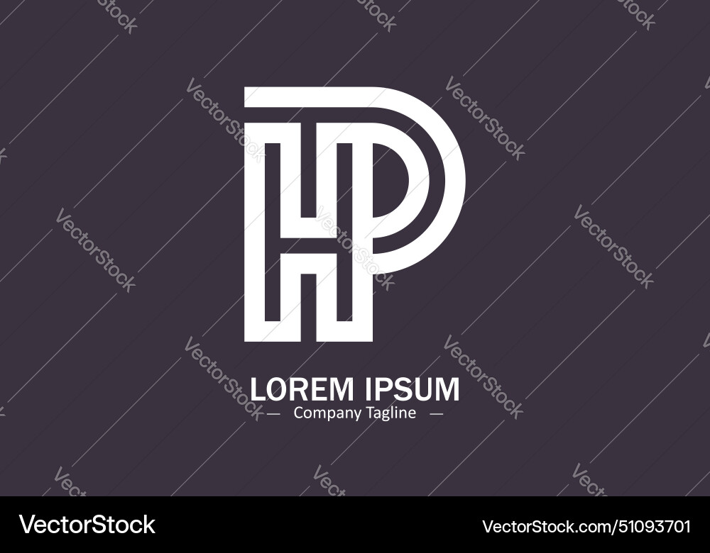 Alphabet letter logo icon h p or p h minimal Vector Image