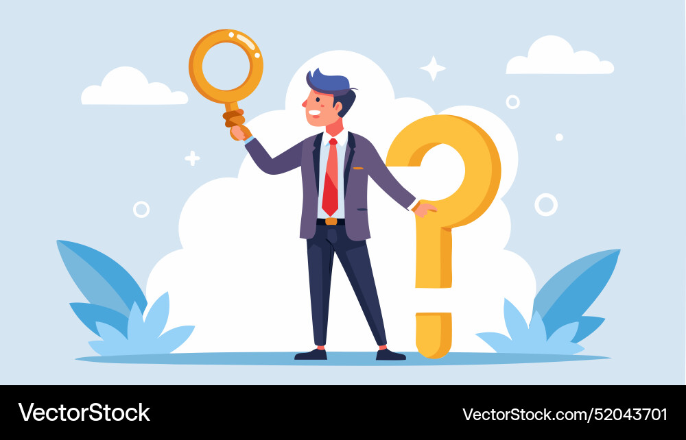 Businessman with key and question mark Royalty Free Vector