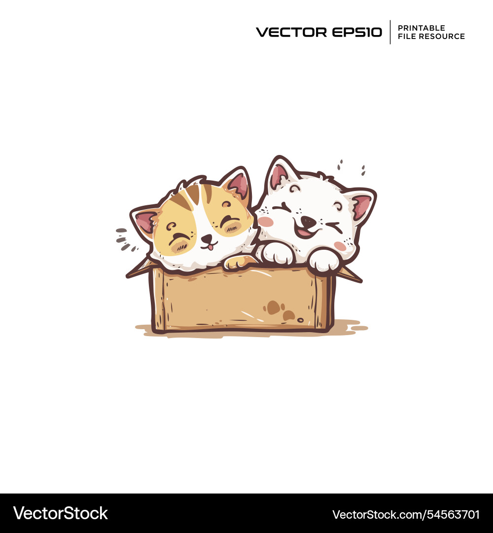 Cats in the box character mascot logo design Vector Image