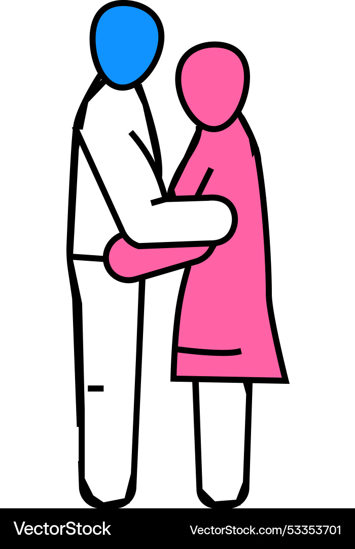 Couple embracing love icon color Royalty Free Vector Image