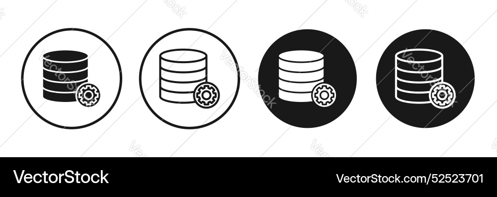 Cylinder database icon set black filled Royalty Free Vector
