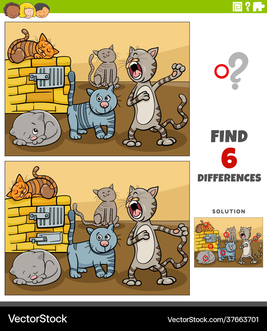 Differences educational game with cartoon funny Vector Image