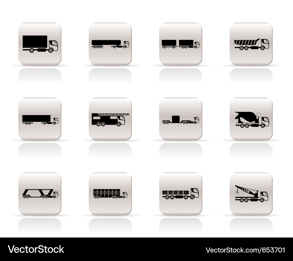 Different types of trucks and lorries icons Vector Image