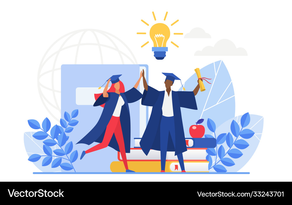 Graduate people celebrate Royalty Free Vector Image