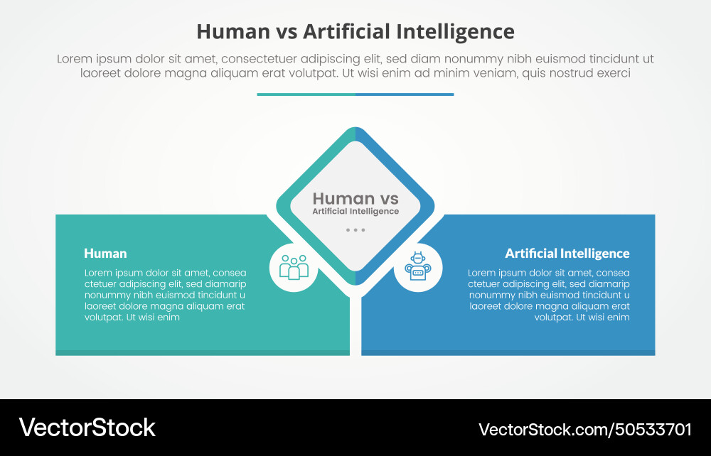 Human employee vs ai artificial intelligence Vector Image