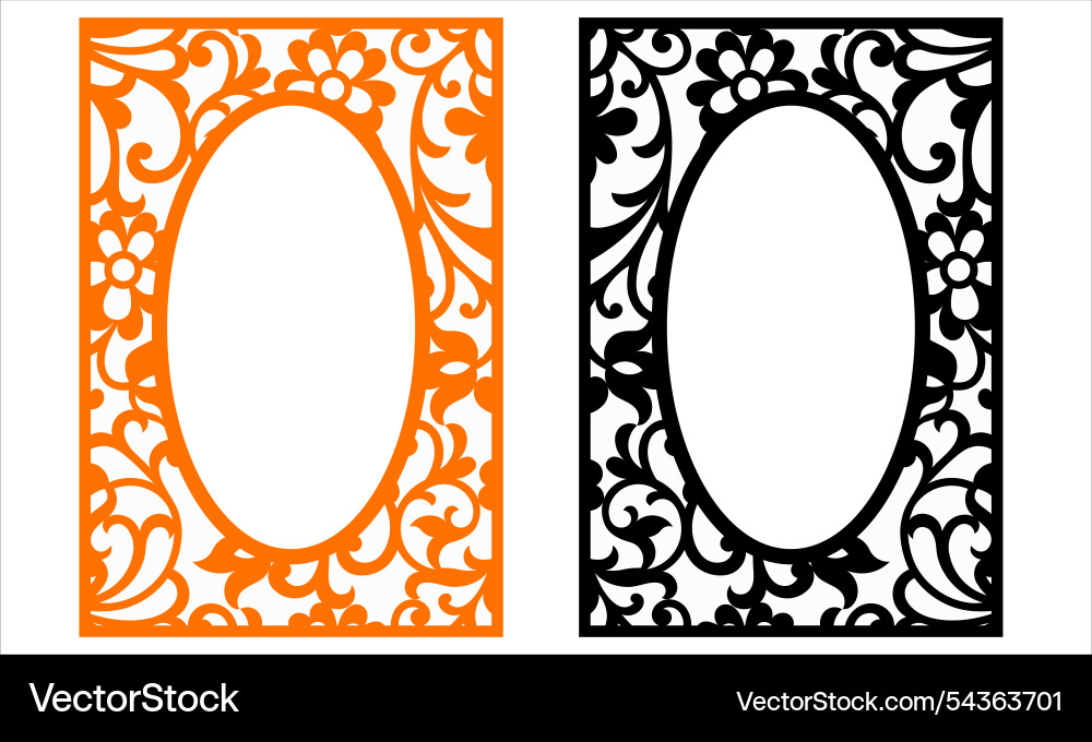 Laser cut mirror square frame jali Royalty Free Vector Image