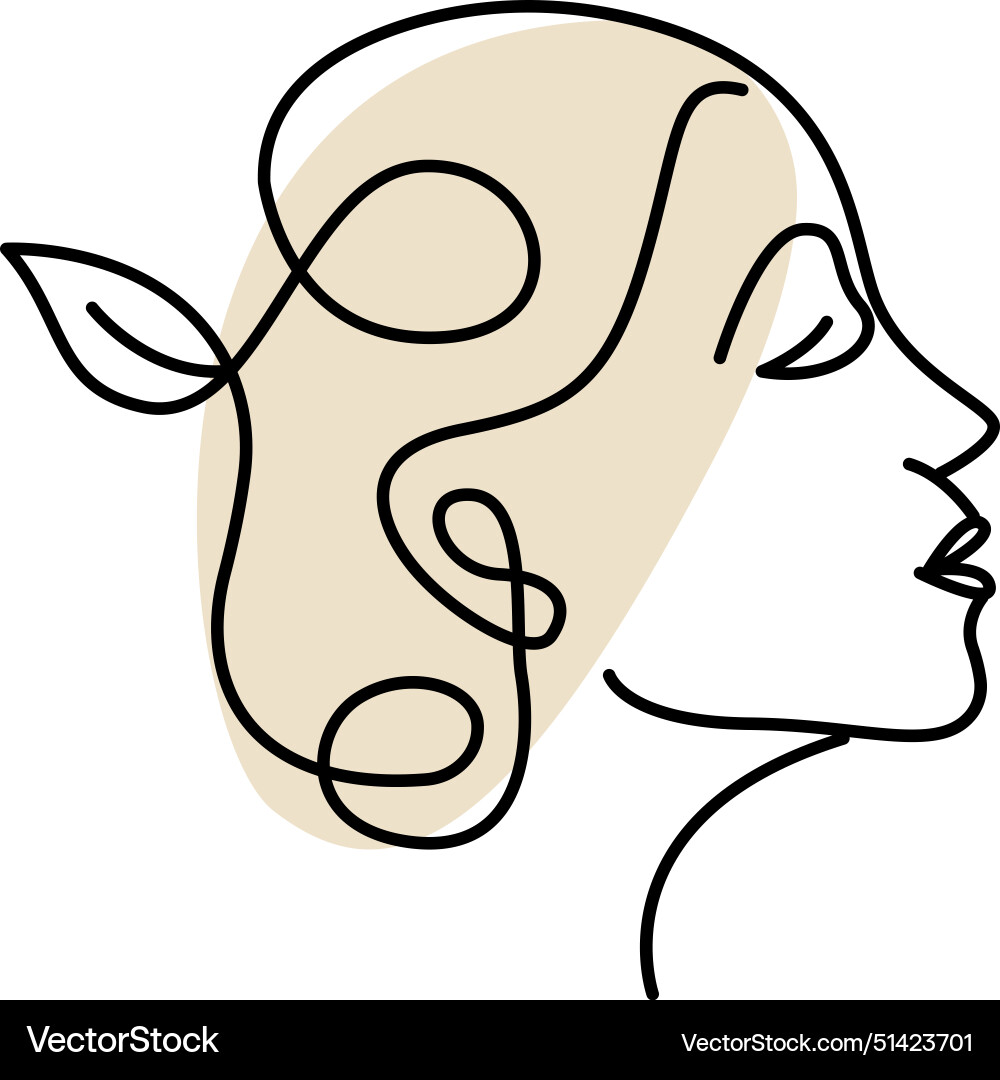 Lineart beauty face logo with icon Royalty Free Vector Image