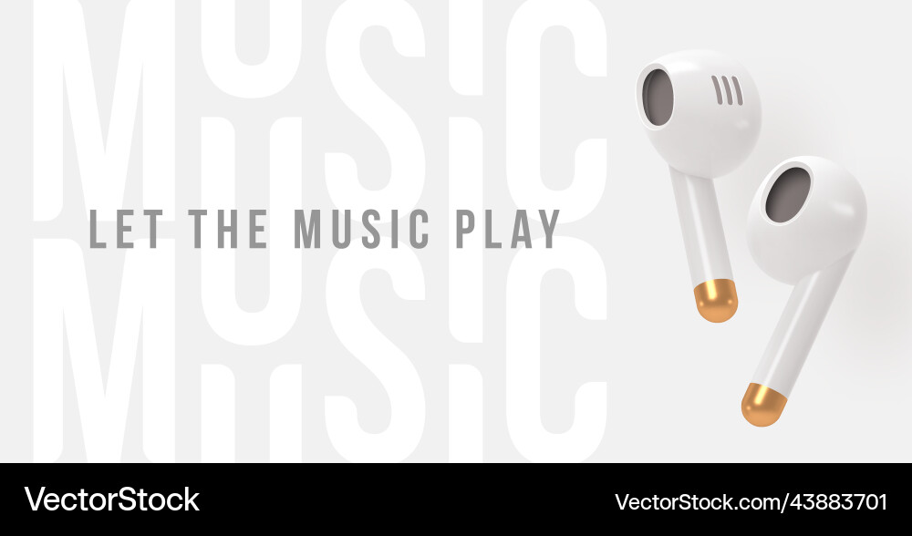 Realistic white portable wireless earphones Vector Image