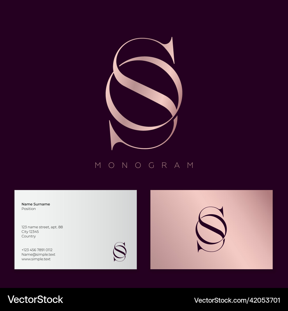 S and o monogram consists of intertwined elements Vector Image