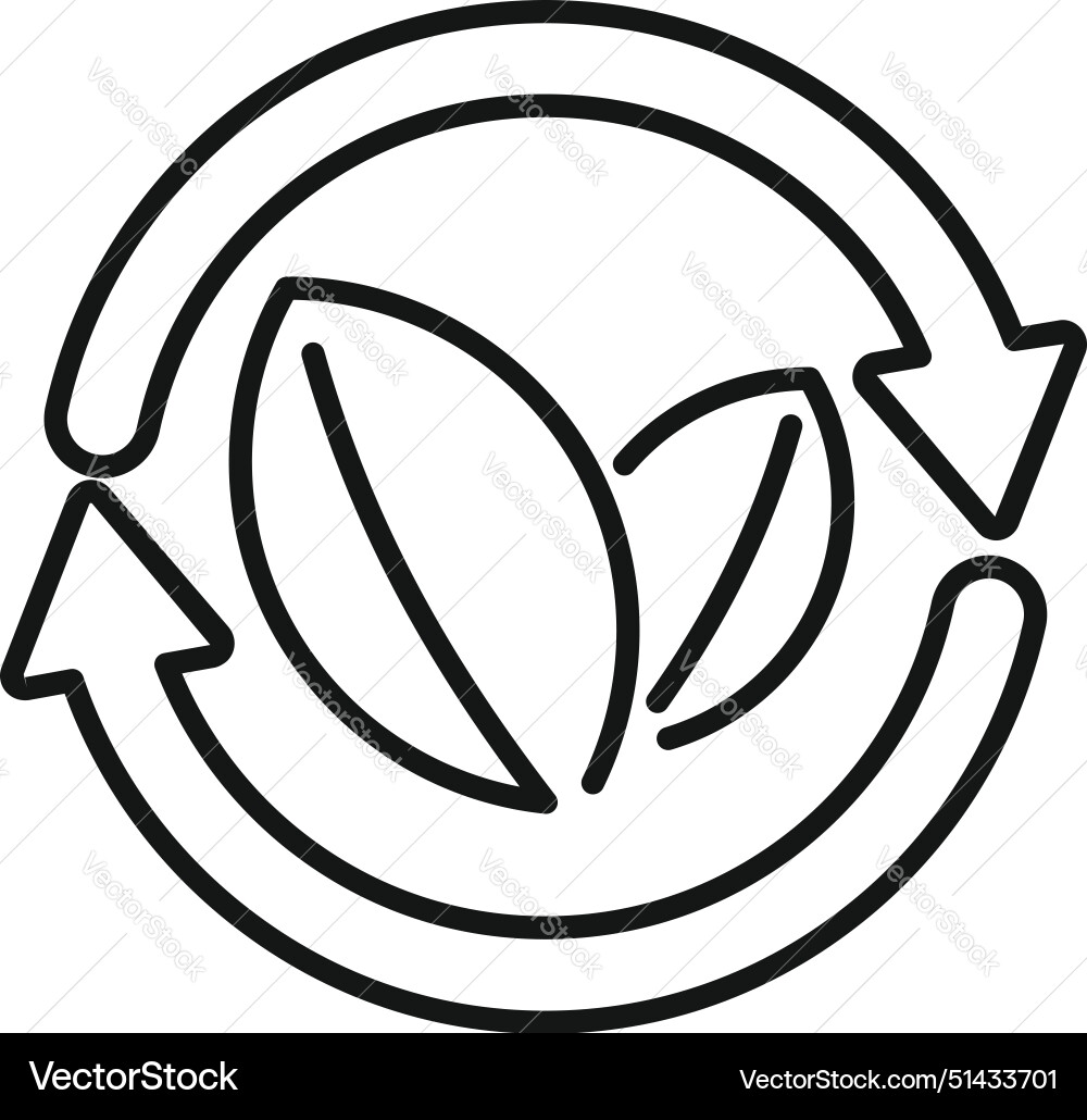 Sustainable ecofriendly icon with leaf and arrows Vector Image