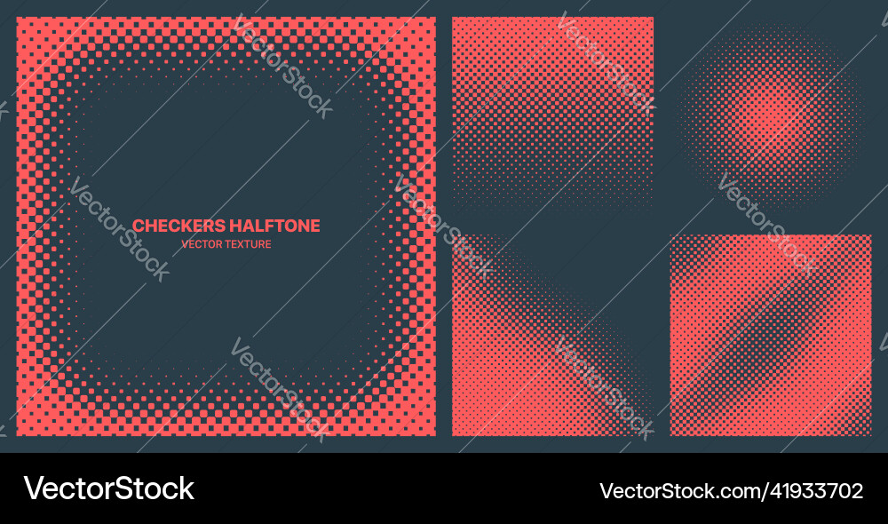 Assorted various contrast red checker halftone Vector Image