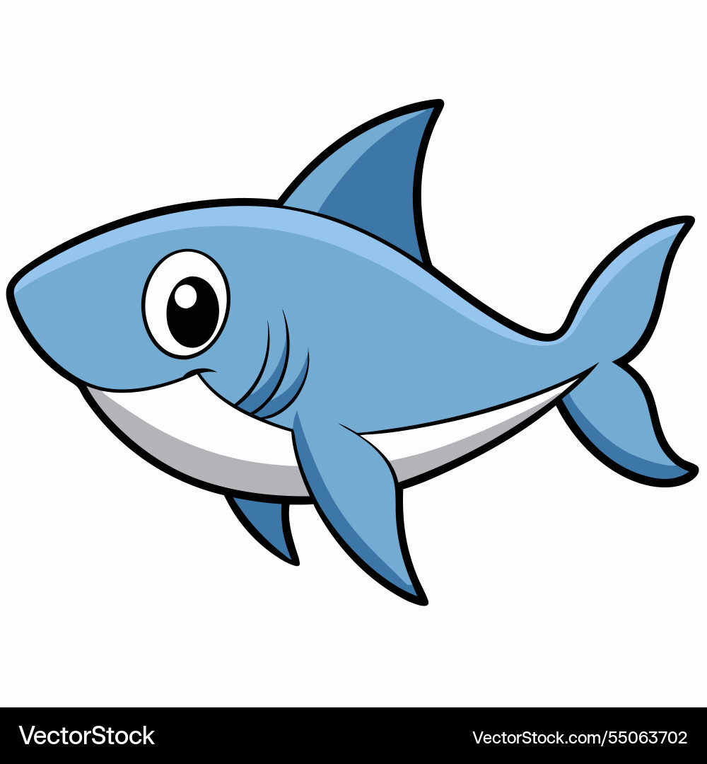 Bull shark fish isolated flat on white background Vector Image